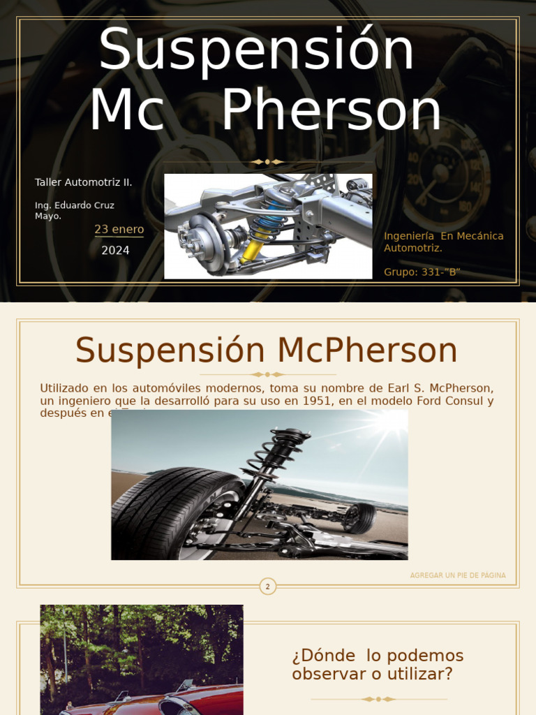 Suspensión Mcpherson | PDF | Eje | Ingeniería de Transporte