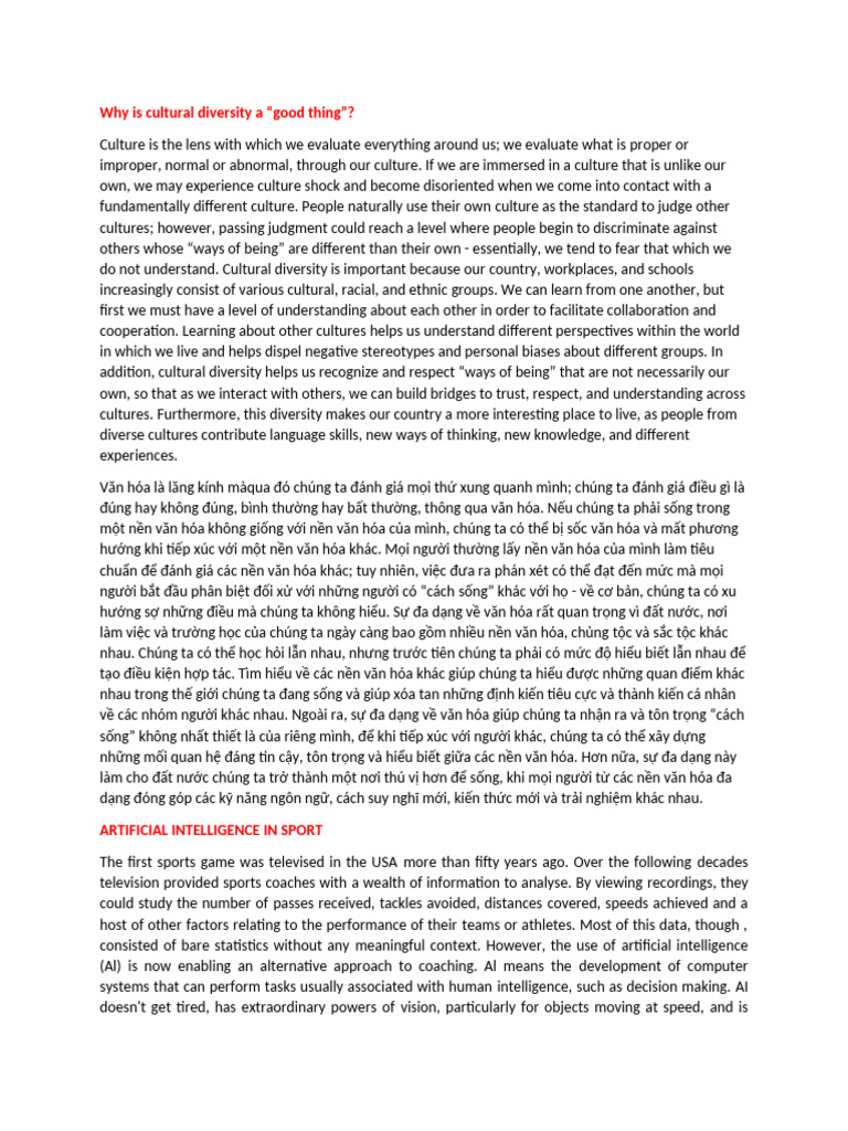 Why Is Cultural Diversity A "Good Thing"? | PDF