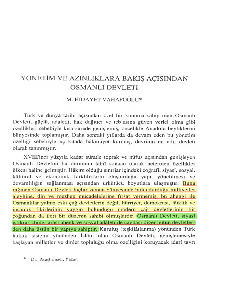 Y Netim Ve Az NL Klara Bak A S Ndan Osmanl Devleti (#549900) - 689000 | PDF
