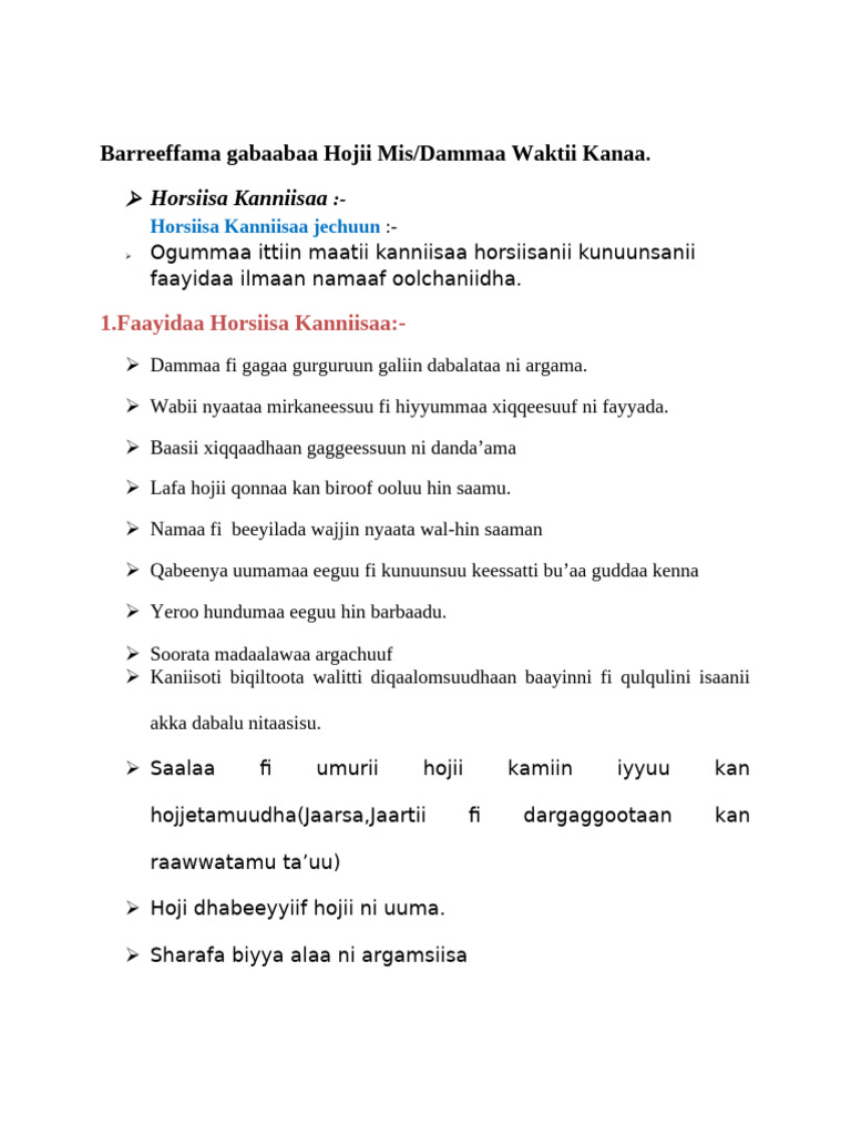 Barreeffama Gabaabaa Misooma Dammaa. | PDF