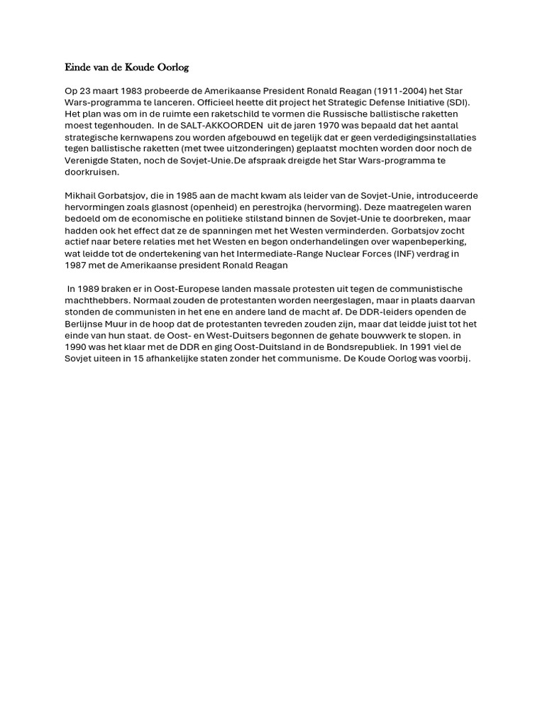 Einde Koude Oorlog | PDF