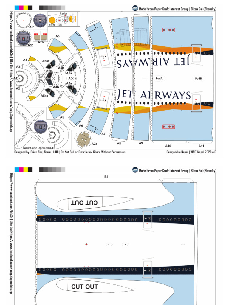 Jet Airways A330-300 VT-JWR Papercraft | PDF