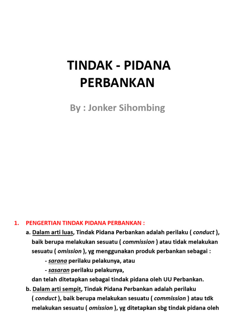 Tindak Pidana Perbankan Pdf