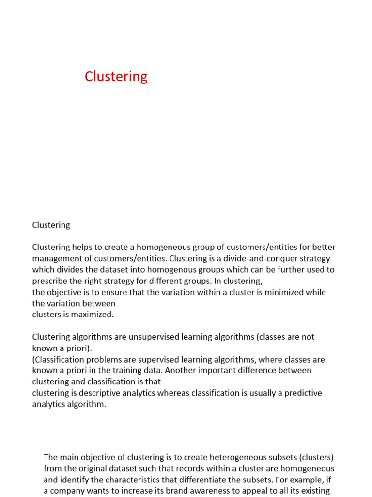 Clustering | PDF | Business | Computers