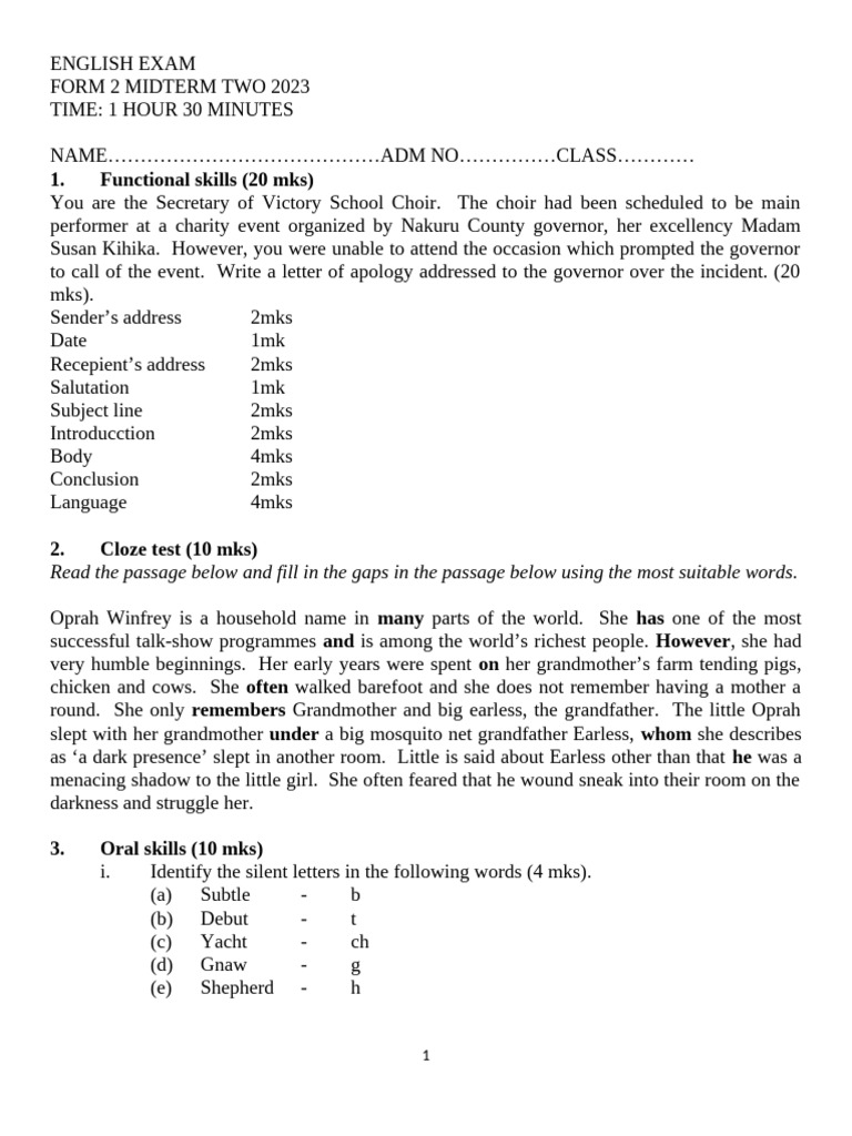 Eng F2 MS | PDF | Linguistics | Grammar