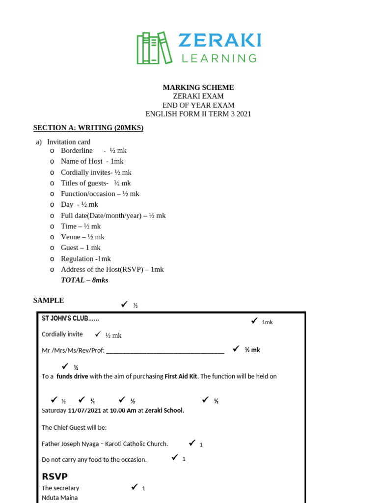 101 Form 2 Marking Scheme | PDF | Diabetes | Clinical Medicine