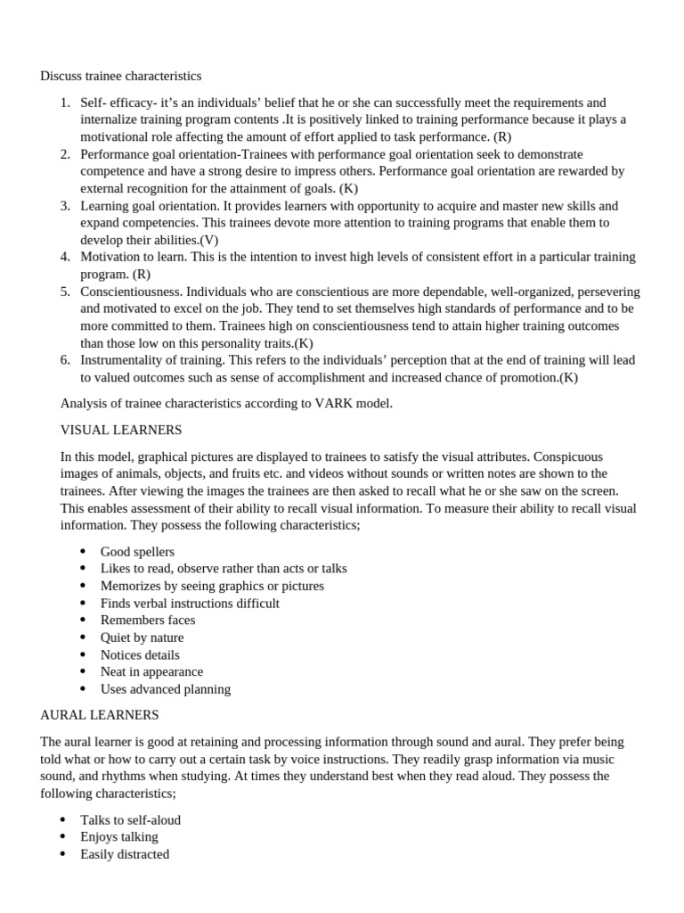 TRAINING METHODOLOGIES ASSSIGNMENT | PDF | Curriculum | Goal