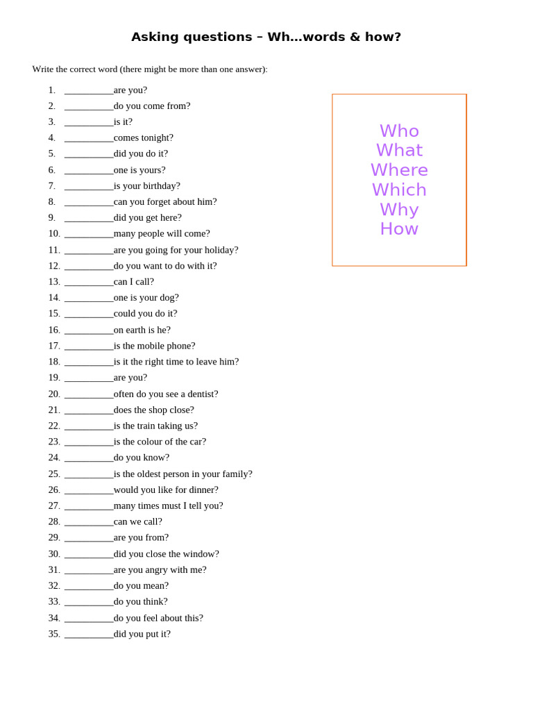 WH Asking questions 2 | PDF