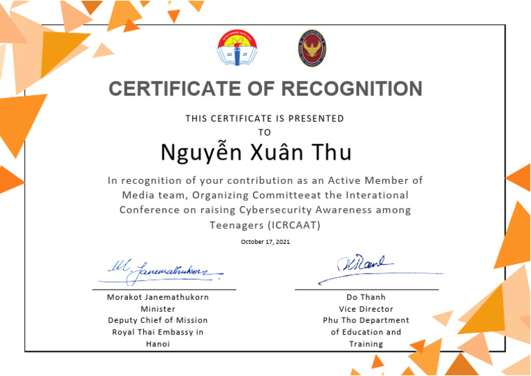 Interational Conference on Raising Cybersecurity Awareness Certificate ... Interational Conference on Raising Cybersecurity Awareness Certificate ...