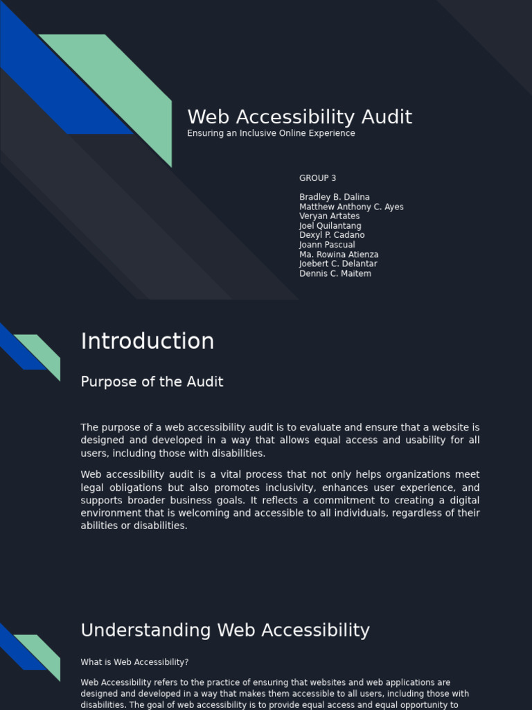Web Accessibility Audit | PDF | Usability | Accessibility