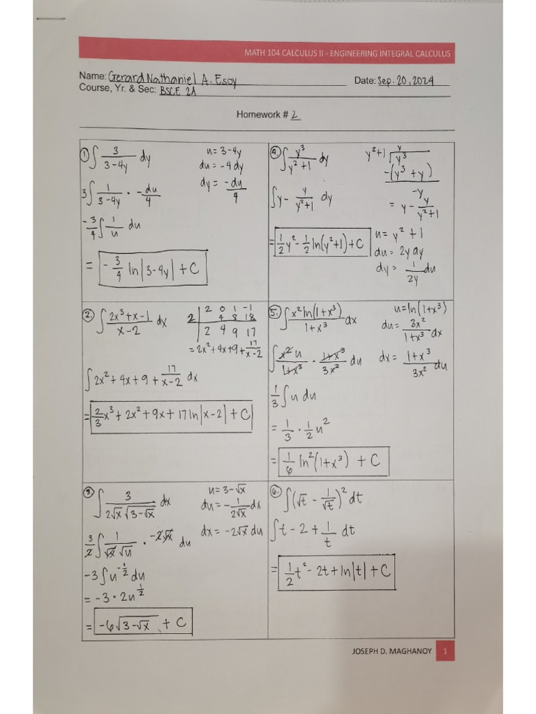 Integral Practice 1 | PDF