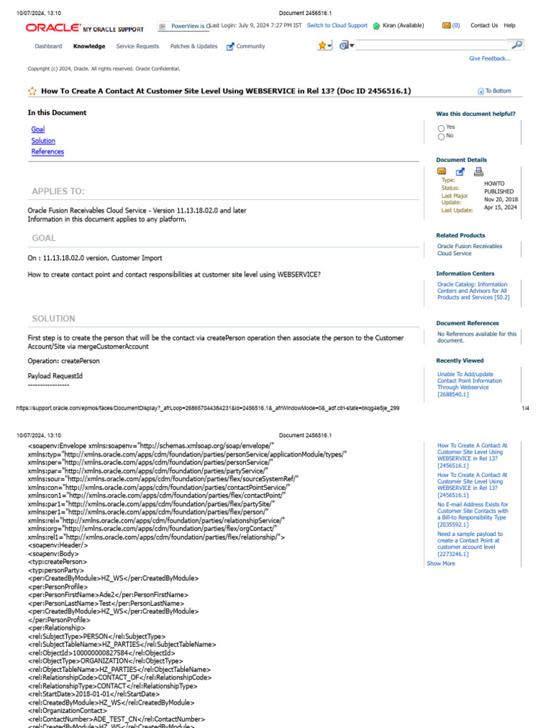 Create A Contact at Customer Site Level Using WEBSERVICE | PDF | Oracle ... Create A Contact at Customer Site Level Using WEBSERVICE | PDF | Oracle ...