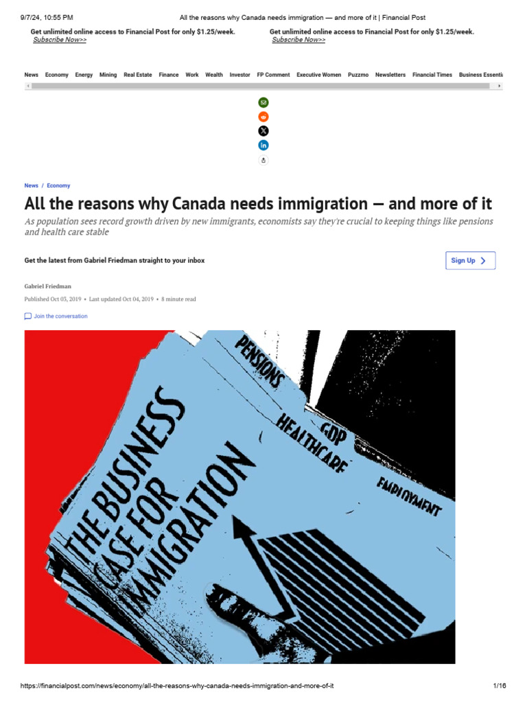 All The Reasons Why Canada Needs Immigration - and More of It - Financial Post | PDF ...