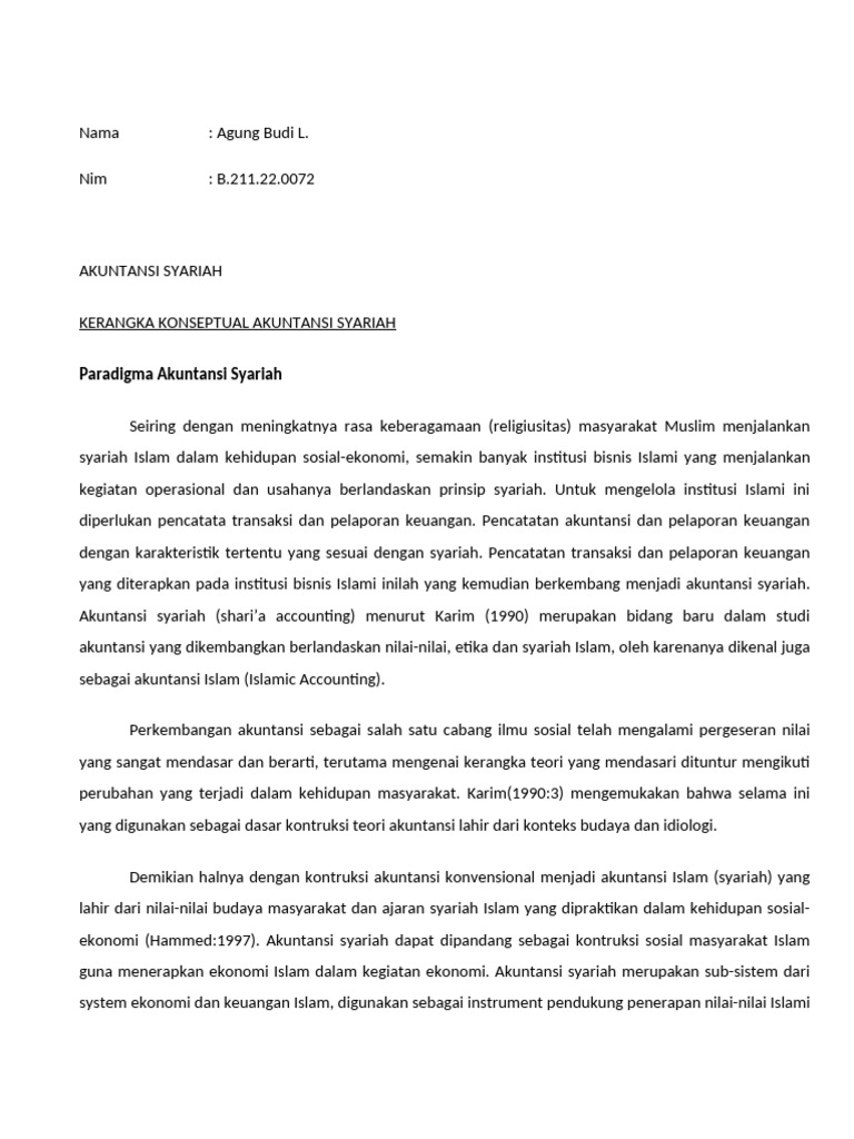 Kerangka Konsep Akt Syariah 0072 | PDF | Pengelolaan Keuangan & Uang