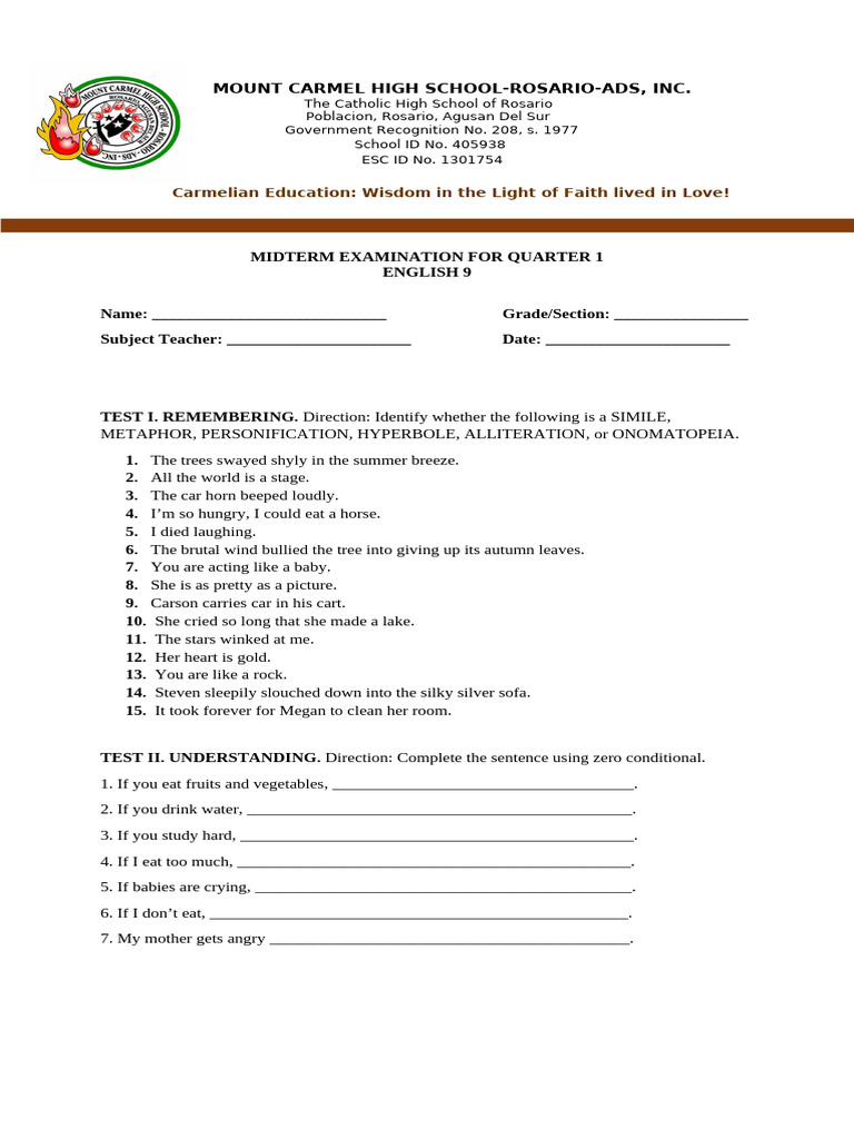 Midterm English 9 | PDF | Language Arts & Discipline | Foreign Language ...