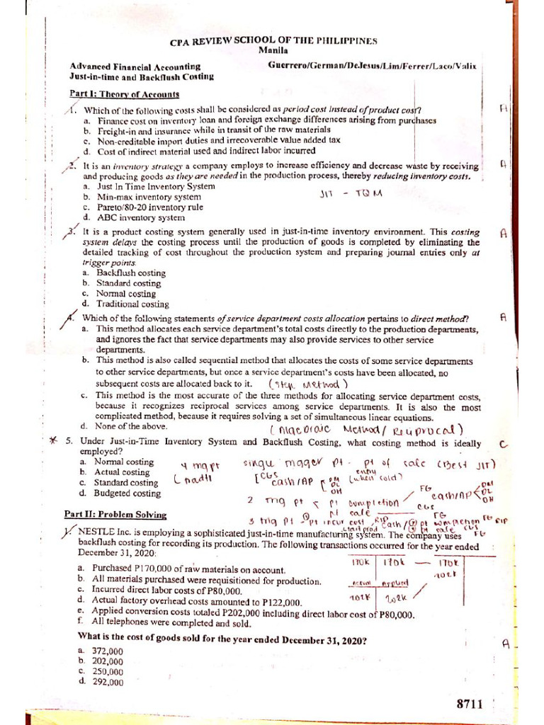 Just in Time and Backflush | PDF