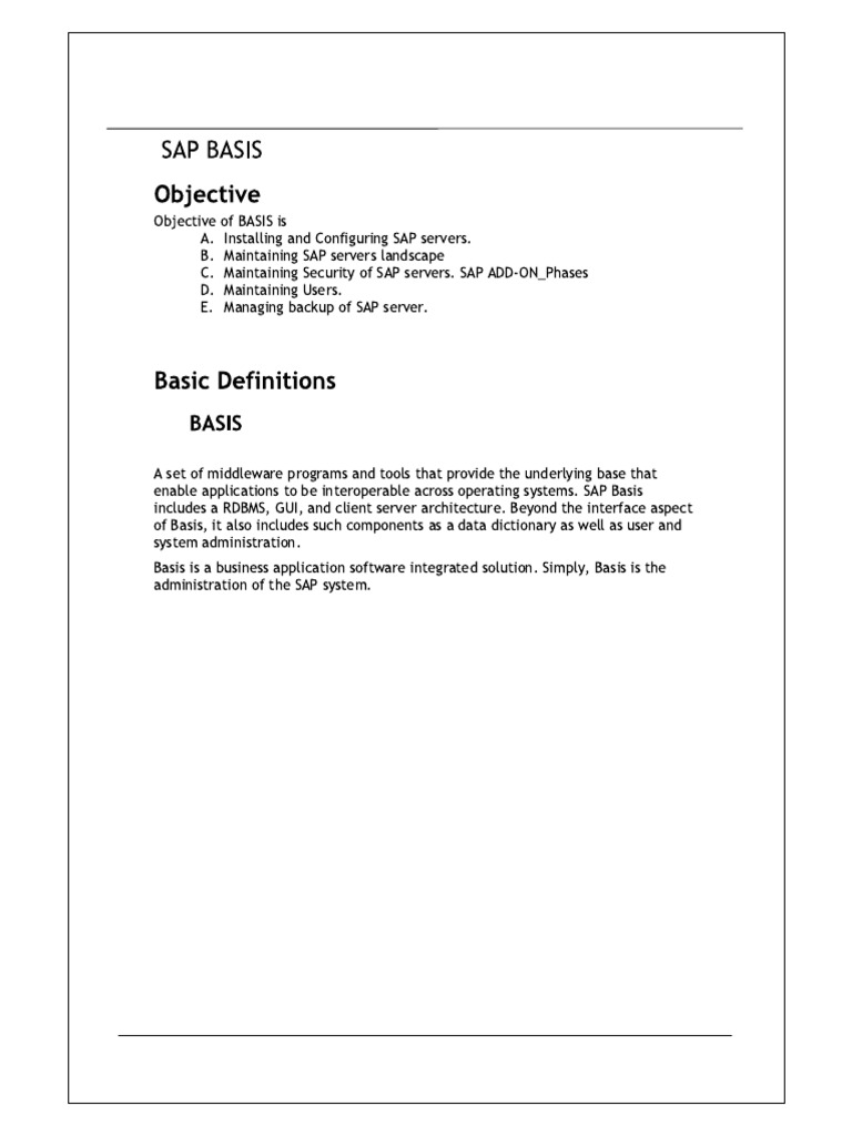 Sap Basis Handbook | PDF