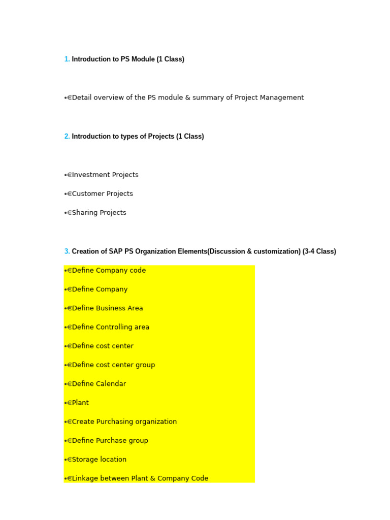 SAP PS Module Training Overview | PDF | Software Engineering | Computer ...