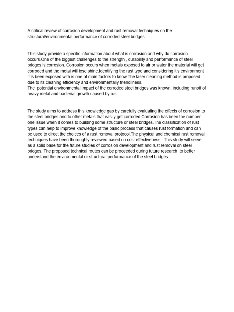 Corrosion & Rust Removal in Steel Bridges | PDF