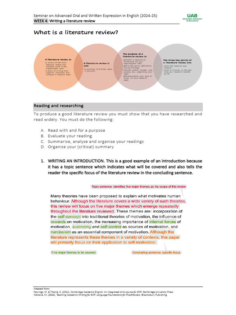 Week 4_Writing a Literature Review | PDF | Motivational | Motivation Week 4_Writing a Literature Review | PDF | Motivational | Motivation