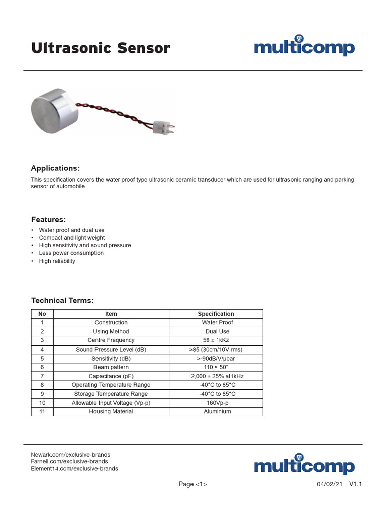 Ultrasonic Sensor: Applications | PDF | Electronic Oscillator | Ultrasound