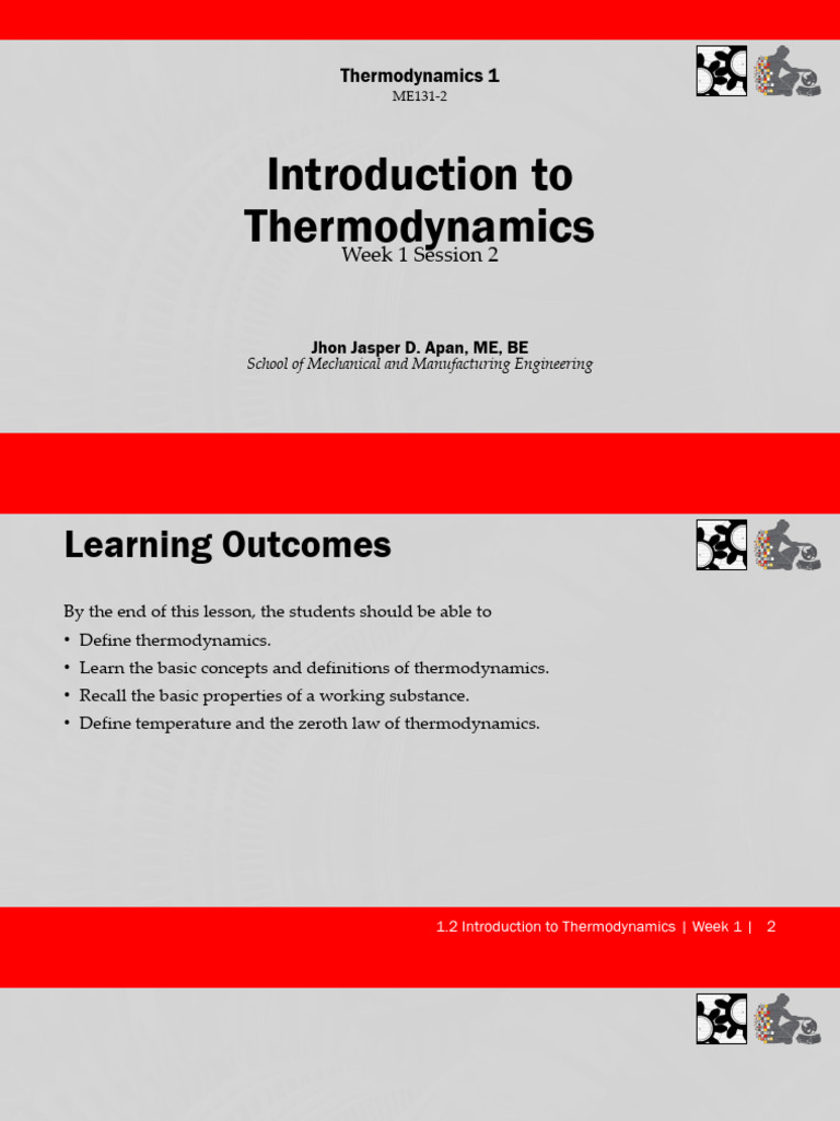1.2 Introduction To Thermodynamics | PDF | Temperature | Pressure