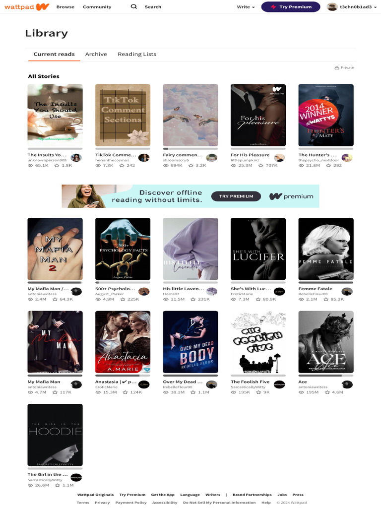 Library - Current Reads - Wattpad | PDF