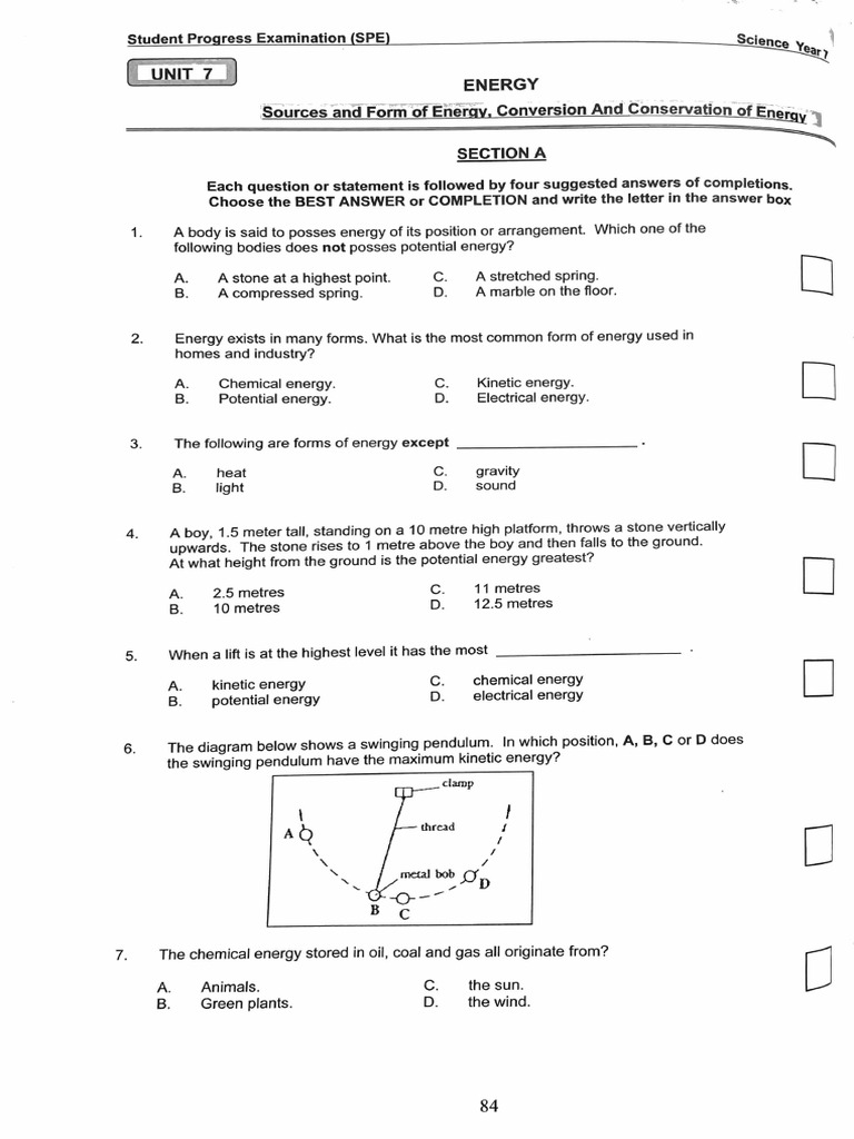 SPE Year 7 Energy Past Paper | PDF