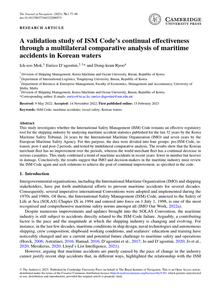 A Validation Study of ISM Code | PDF