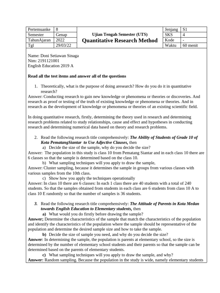 2191121001-DoniSetiawanSinaga-UTS - Quantitative Research Method | PDF ...