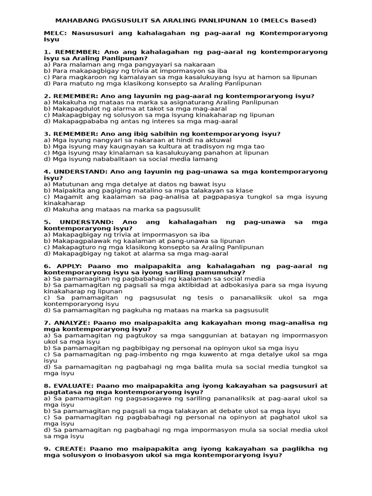 Ap10 1ST Quarter Ptest-Forgrptest | PDF