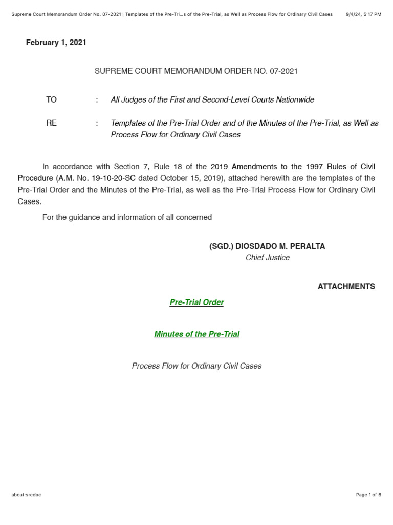 Supreme Court Pre-Trial Templates 2021 | PDF | Supreme Court Of The ...