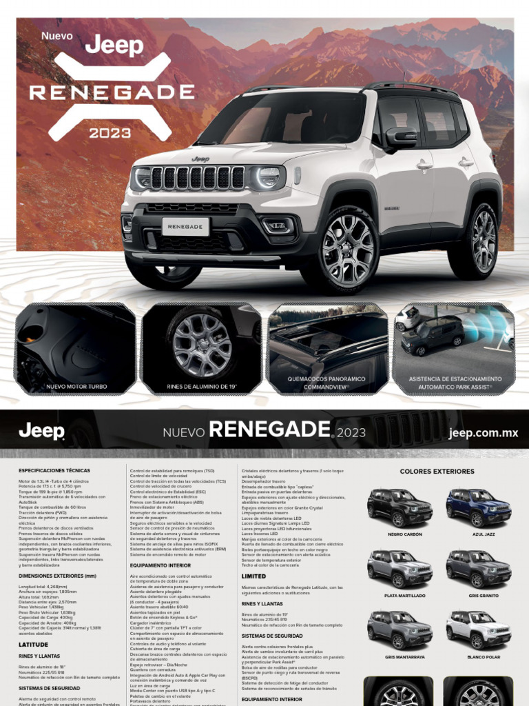 jeep-renegade-2023-ficha-tecnica | PDF | Airbag | Sistema de freno antibloqueo