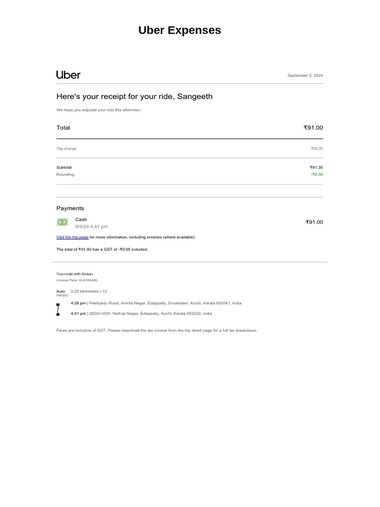 Uber Expenses | PDF | Business Documents | Accounting