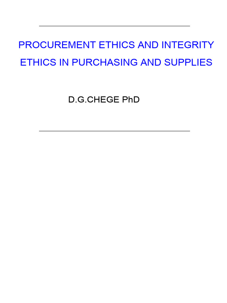 Ethics in Procurement Manual 2023 | PDF | Utilitarianism | Morality