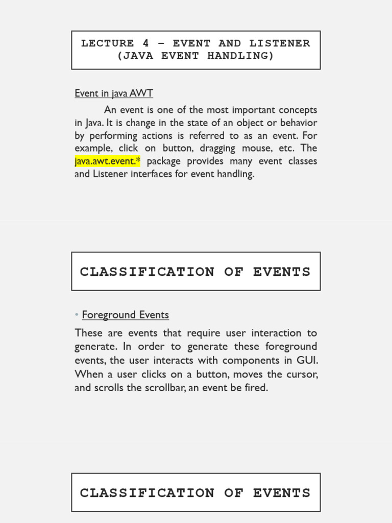 Lecture 4 Event and Listener | PDF | Class (Computer Programming ...