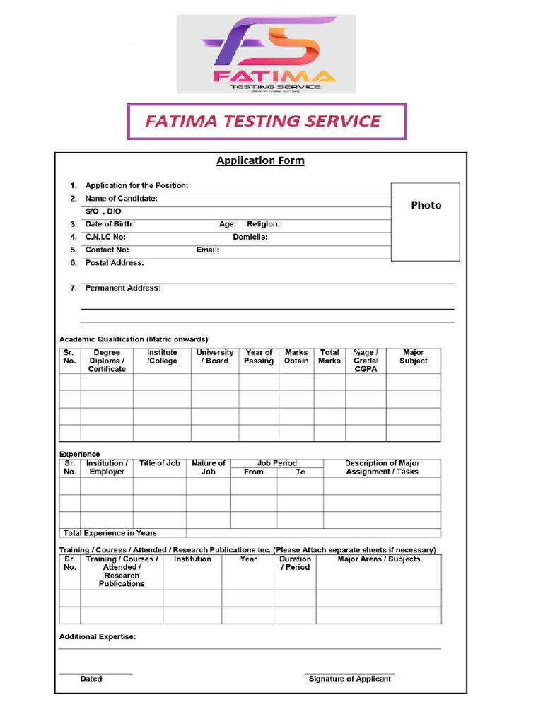 Application Form FFF 1 | PDF