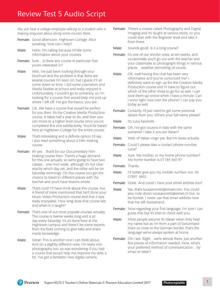 CB 5 Review Test 5 Answer Key | PDF