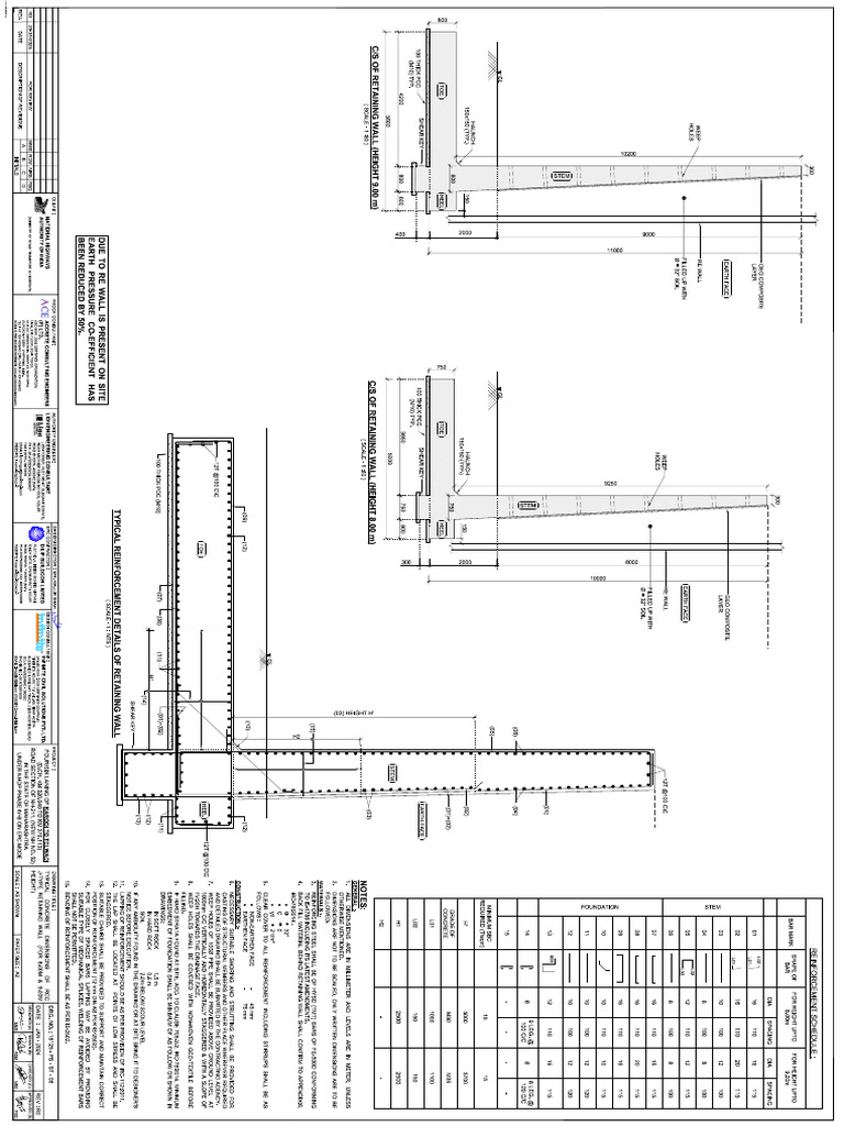 Typical Drwing RCC - Ret - Wall 8&9m Height - AP Engineers Hub | PDF