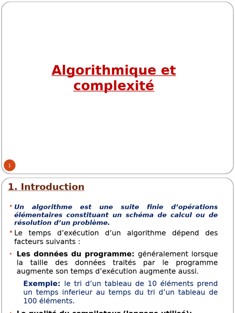 Chapitre 1 - Algorithmique Et Complexitã© | PDF | Structure de contrôle | Programme informatique