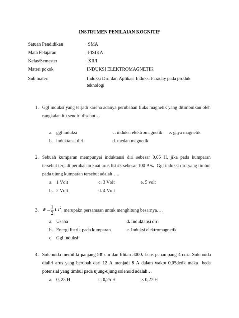 Instrumen Penilaian Kognitif | PDF | Sains & Matematika