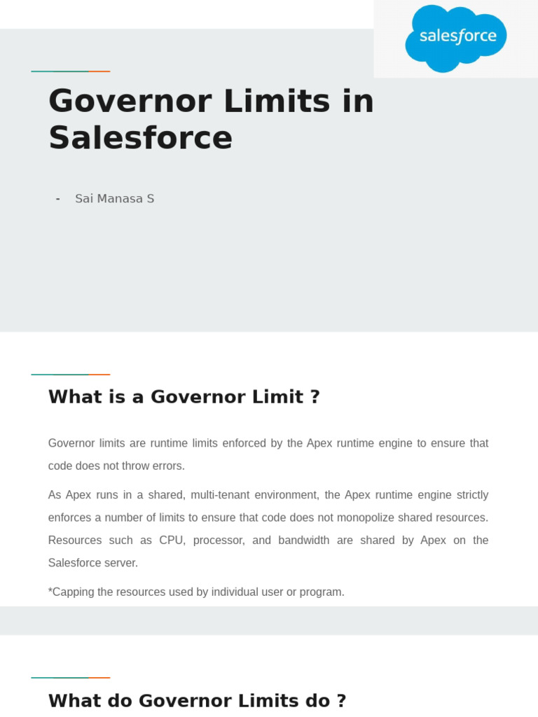 Governor Limits in Salesforce | PDF | Information Technology | Computer Engineering