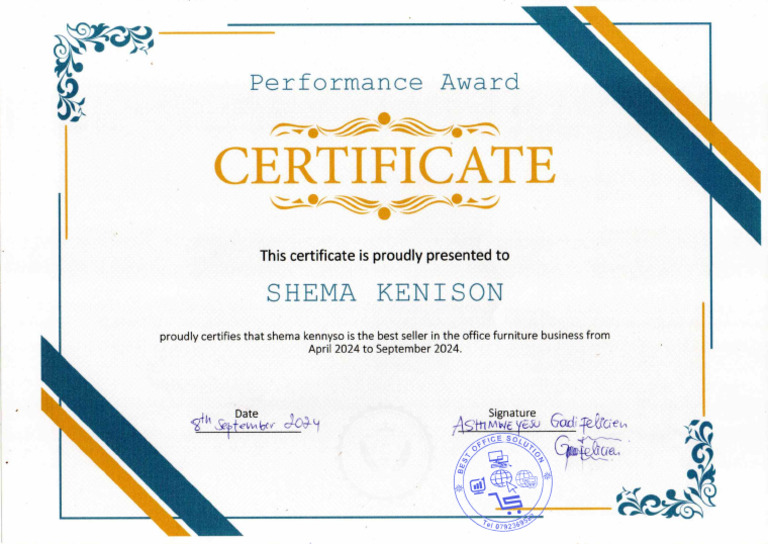 Best Ofice Solution Certificate | PDF