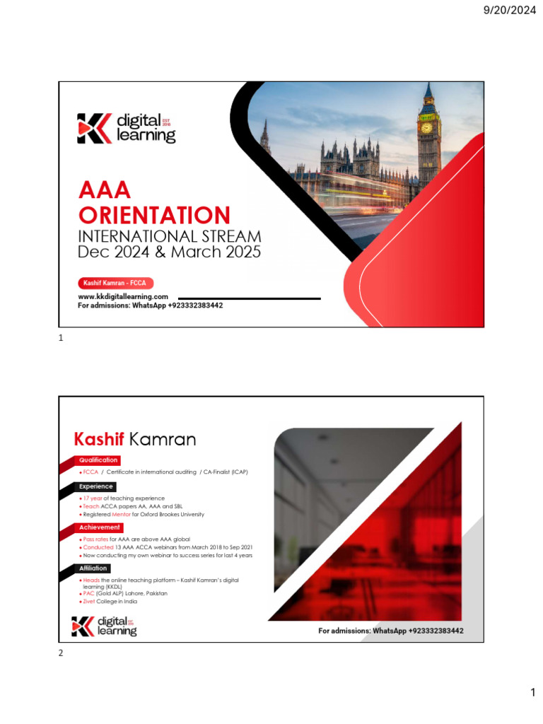Orientation For Dec 24 & March 25 Kashif | PDF | Audit | Auditor's Report