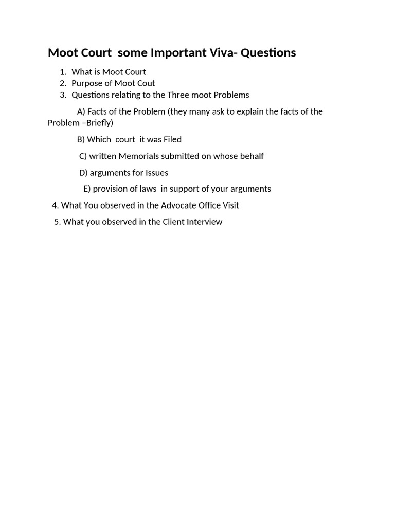 Moot Court Viva Questions | PDF