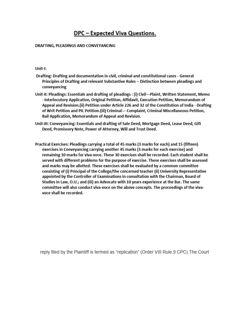DPC Viva Expected Questions | PDF | Perjury | Lawsuit
