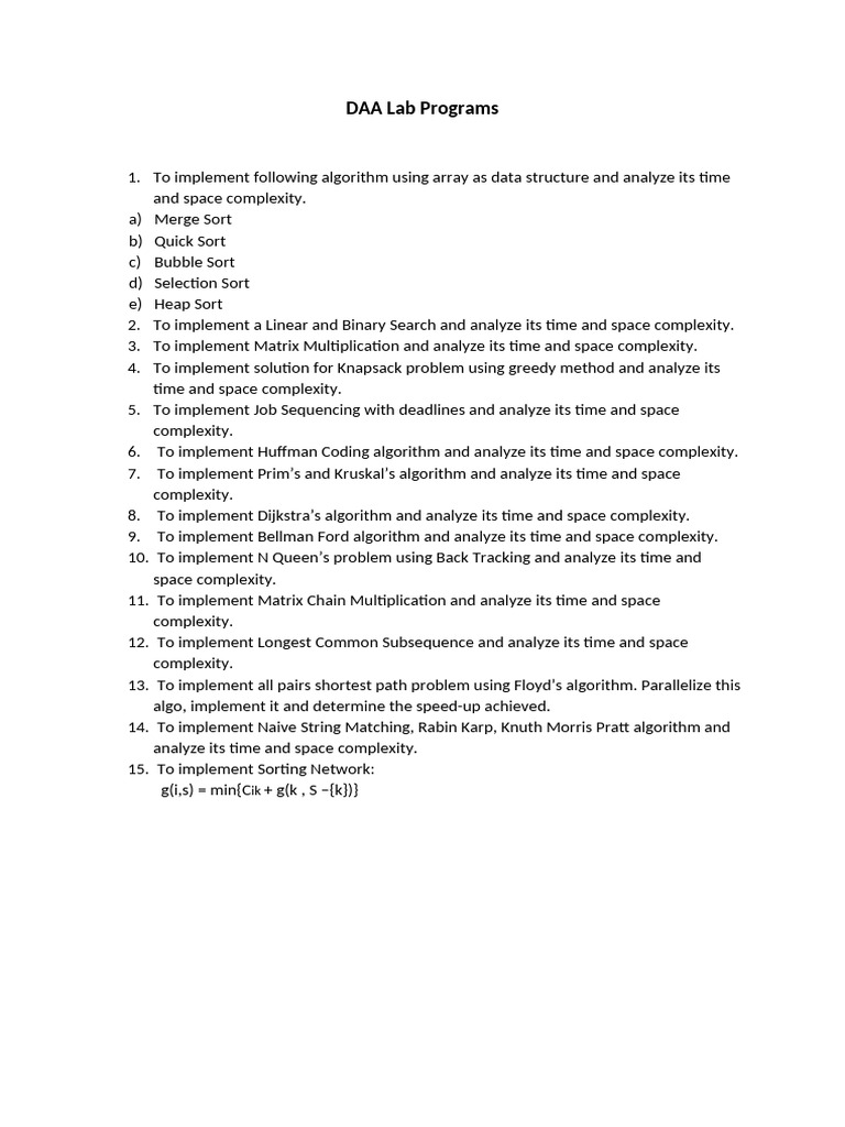 DAA Lab Programs | PDF