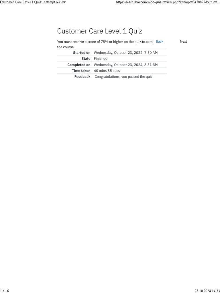 Customer Care Level 1 Quiz Review | PDF | Interactive Voice Response ...