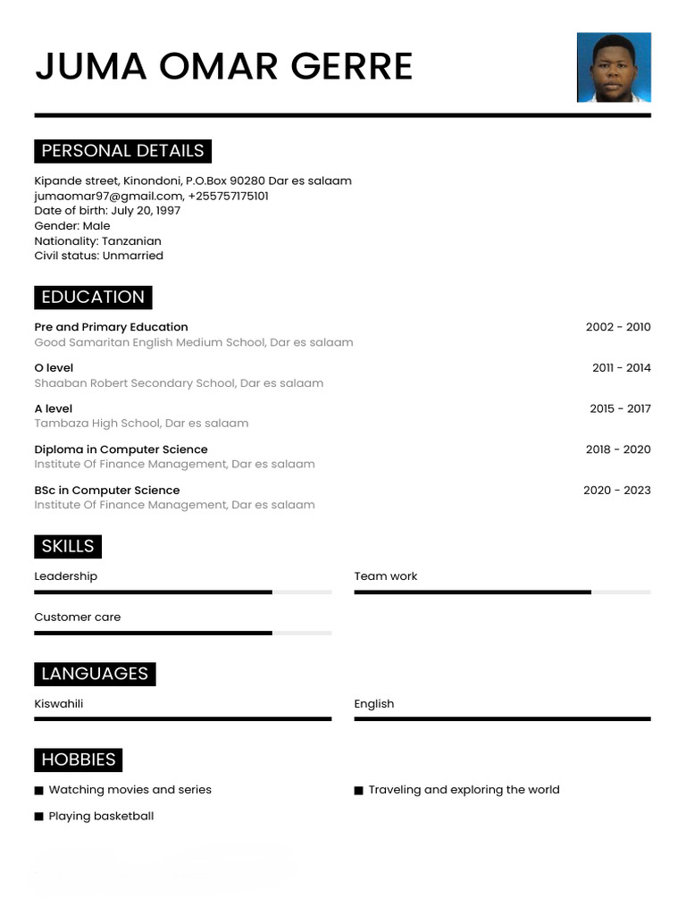 Resume2 Juma Omar Gerre | PDF | Computing