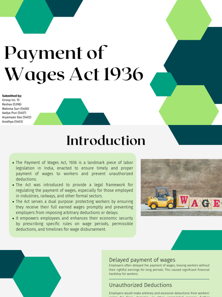 Payment of Wages Act 1936 Overview | PDF | Cost Of Living | Employment